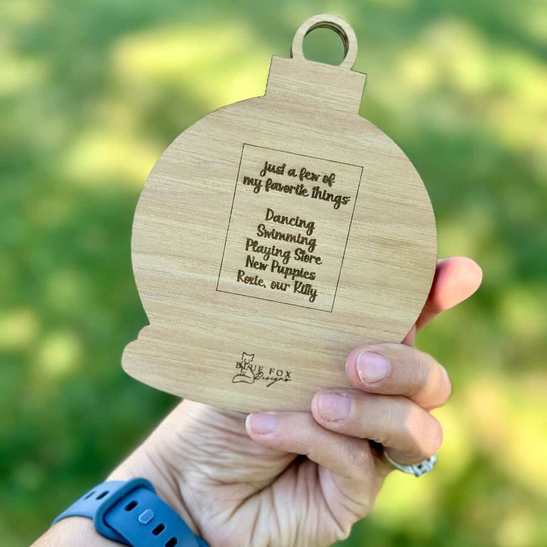 Personalized Favorite Things Ornament | 4d Shaker Ornament - Blue Fox Designs
