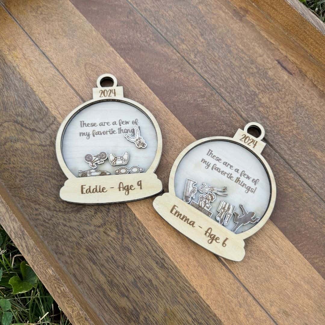 Personalized Favorite Things Ornament | 4d Shaker Ornament - Blue Fox Designs